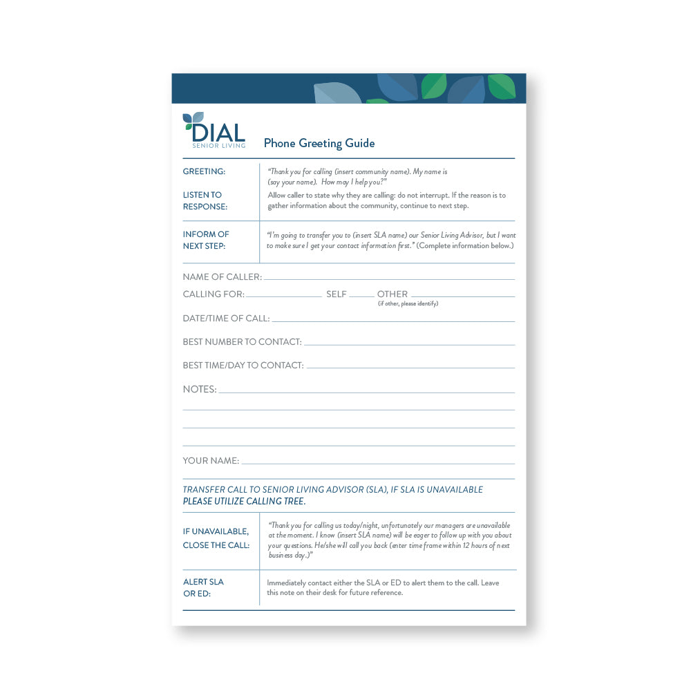 DIAL Specific Phone Greeting Guides - 8 3/8" x 5 3/8" 50-Sheet Notepad ...